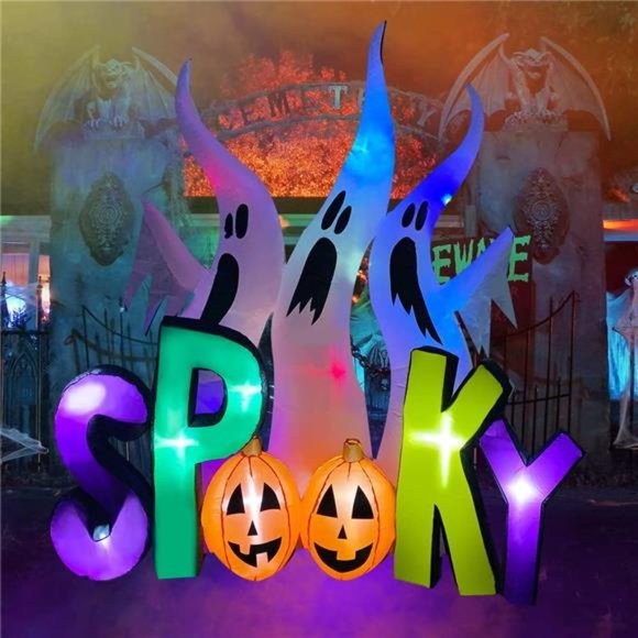 Holiday | 8 Ft Halloween Inflatable Ghosts Family With Spooky Pumpkin ...